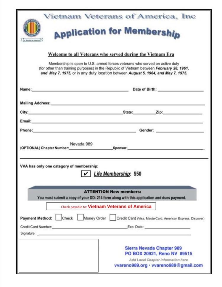 Application – Vietnam Veterans of America Sierra Nevada Chapter 989 ...