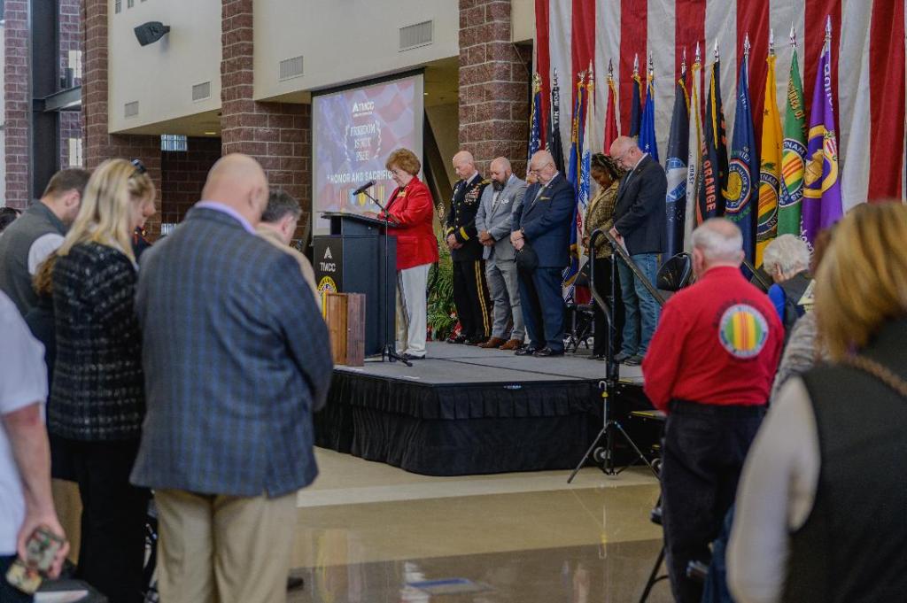 8 VVA 989 Chaplain Colonel Susan Malone (USMC Ret.) with the invocation ...